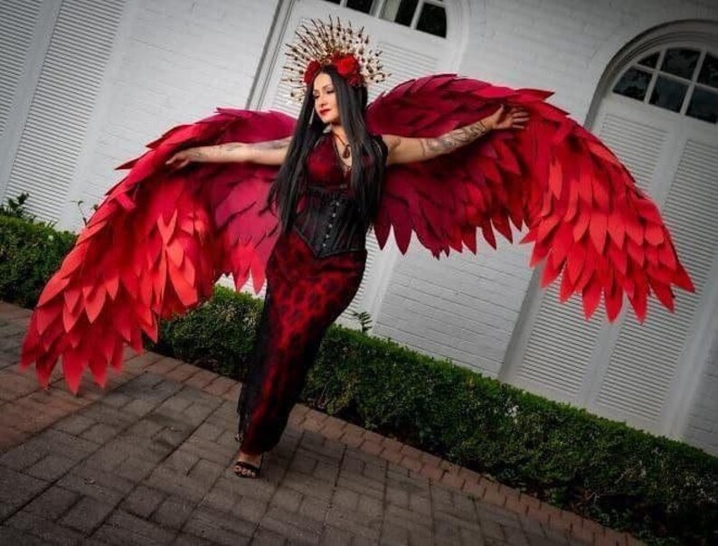 Red Angel Wings Cosplay Costume Halloween Women Dragon Wings Etsy