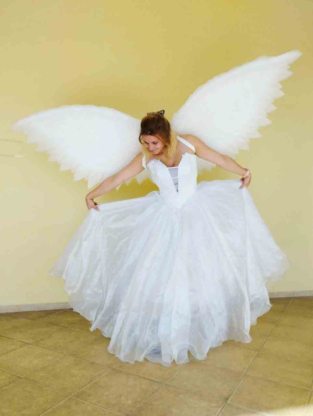 Wedding Photo Booth Props Angel White Cupid Wings Costume Cosplay ...