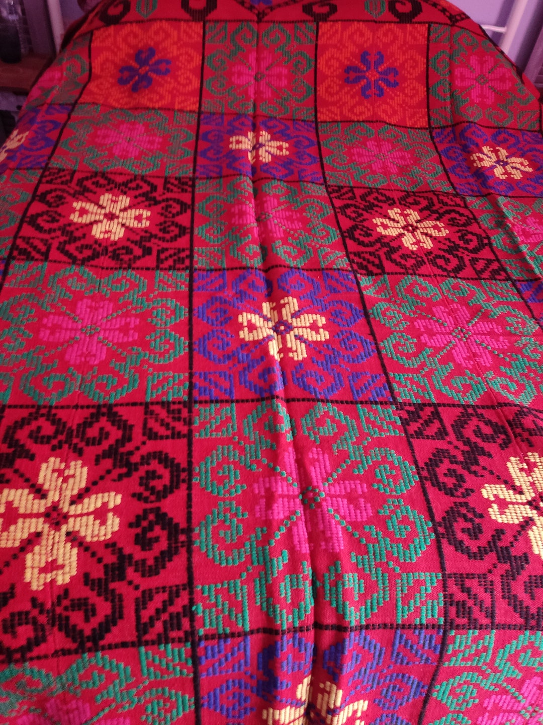 Handmade Greek Woven Quilt With Embroidery,kilim Vintage Traditional ...