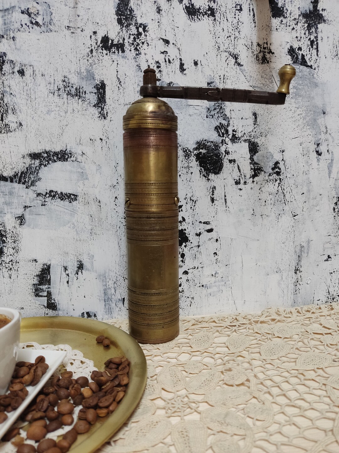 Antique Greek Manual Coffee Bean Grinder Ancient Greek Hand Mill Brass ...