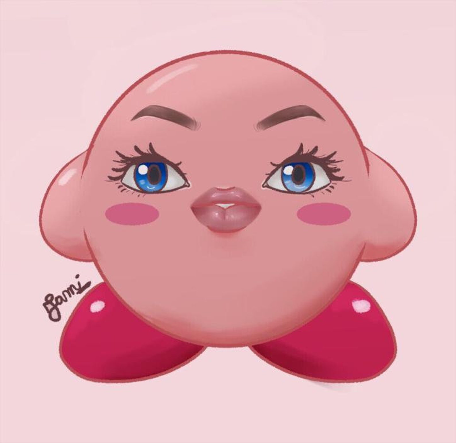 Kirby Meme Eye Mouth Face Sticker Funny Cute Decal | Etsy