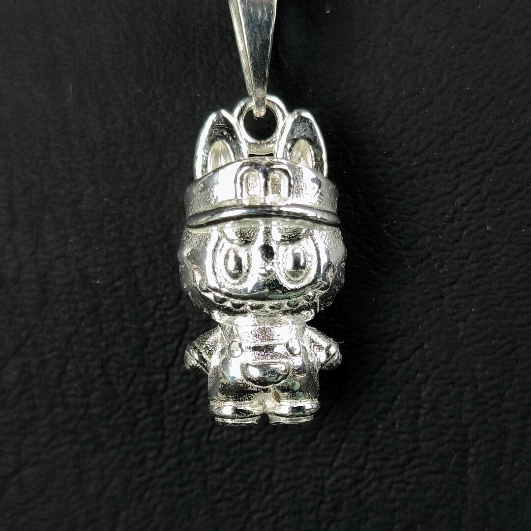 Inspired the Monster Labubu Doll Fanmade Labubu Silver Necklace charm ...