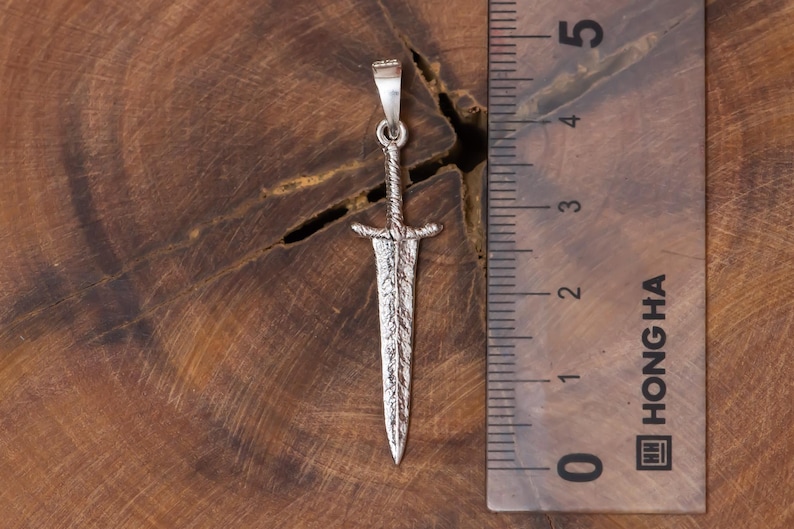 Handmade S925 Silver Greatsword Pendant, Fantasy Gamer Necklace, RPG ...