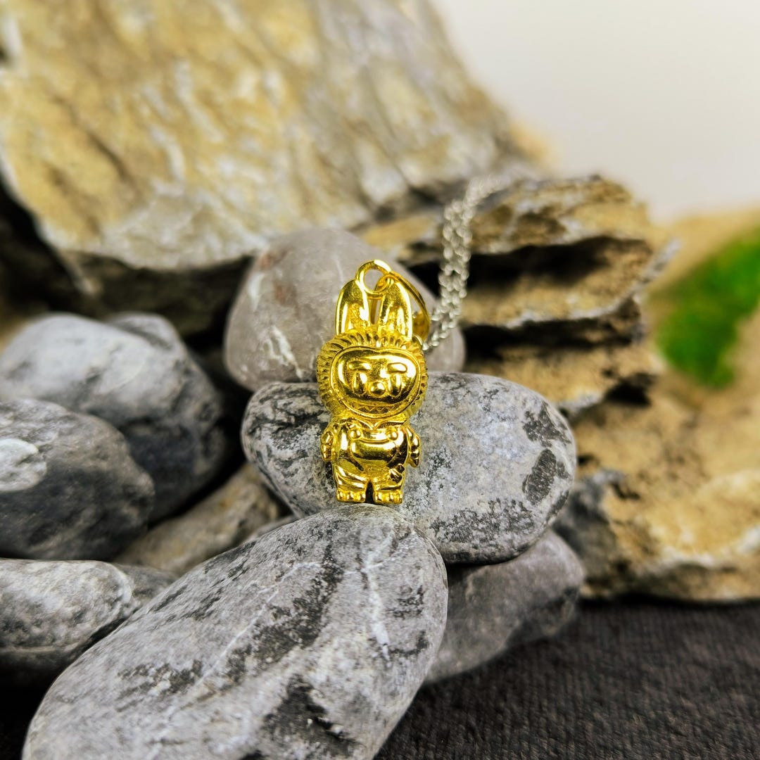 Sterling Silver Labubu Macarons Pendant: Popmart Bunny Charm Necklace ...