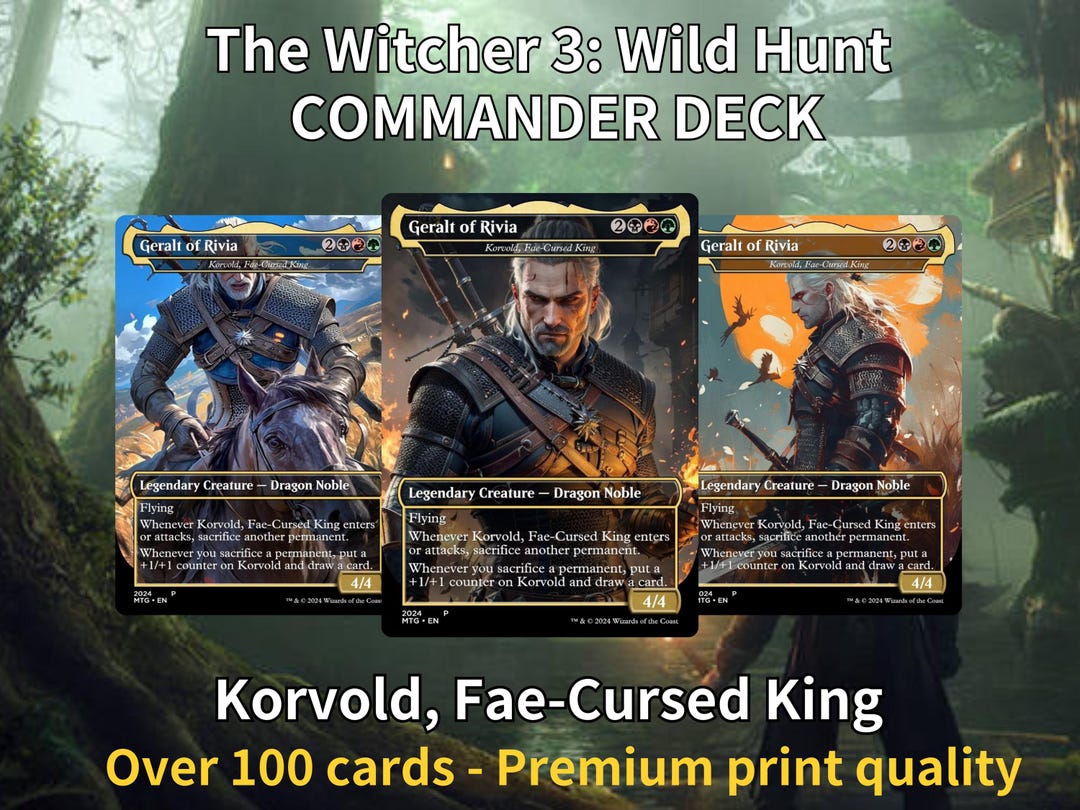 The Witcher 3 Commander Deck: Korvold, Fae-cursed King MTG Proxy Cards ...
