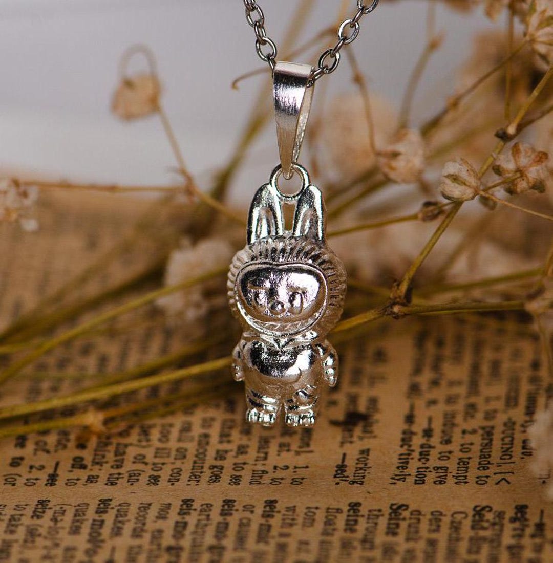 Inspired the Monster Labubu Doll Fanmade - Labubu Silver Necklace ...