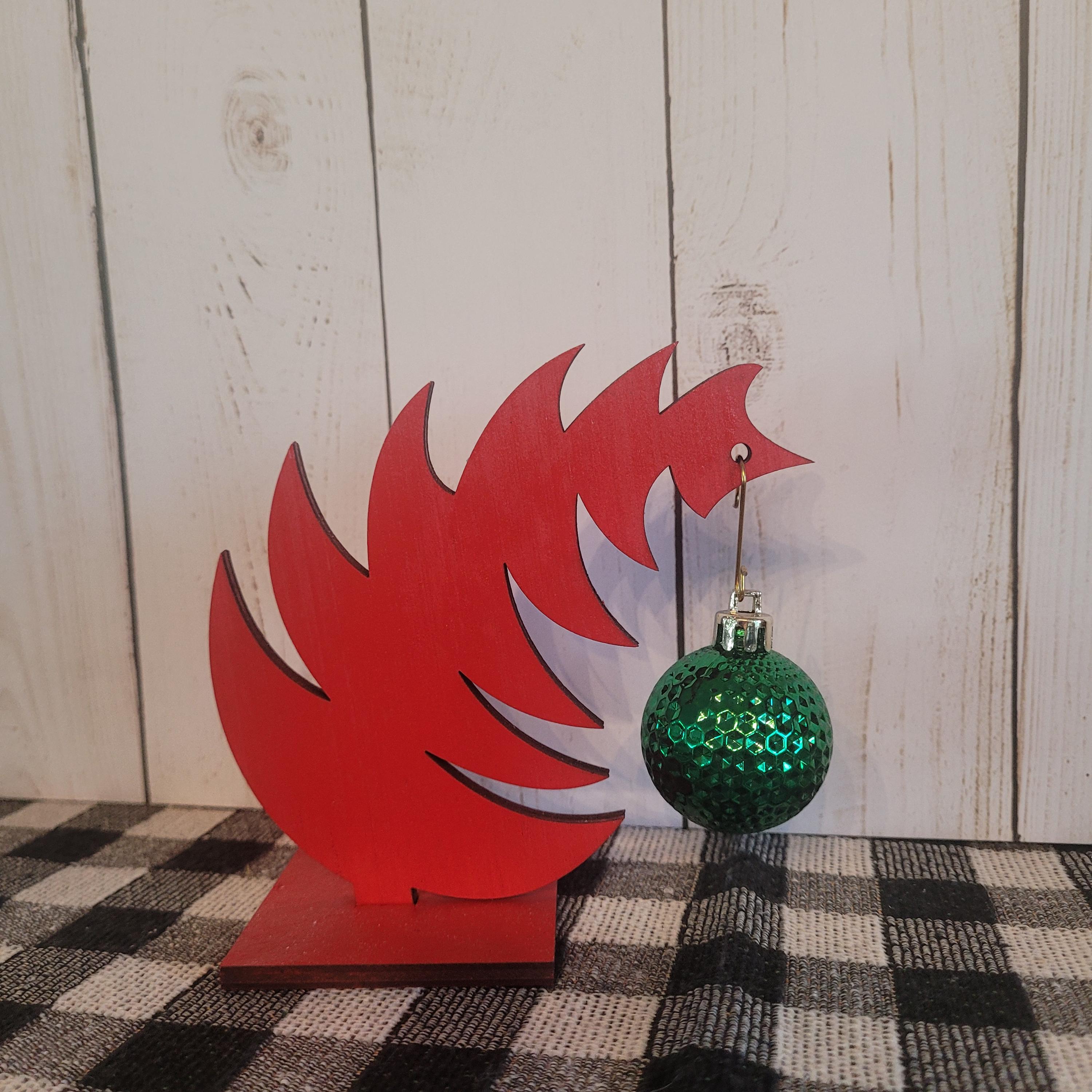 Leaning Grinch-style Wooden Christmas Tree With Ornament | Handcrafted ...