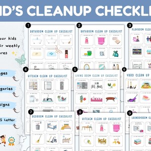 Kids Cleaning Checklist With Pictures, Kids Tidying Checklists, Kids ...