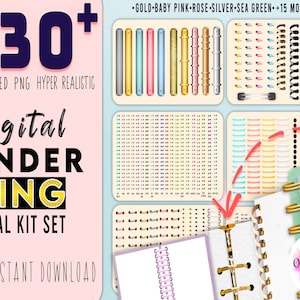 Realistic Digital Planner Rings , Digital Planner Toolkit Goodnotes ...