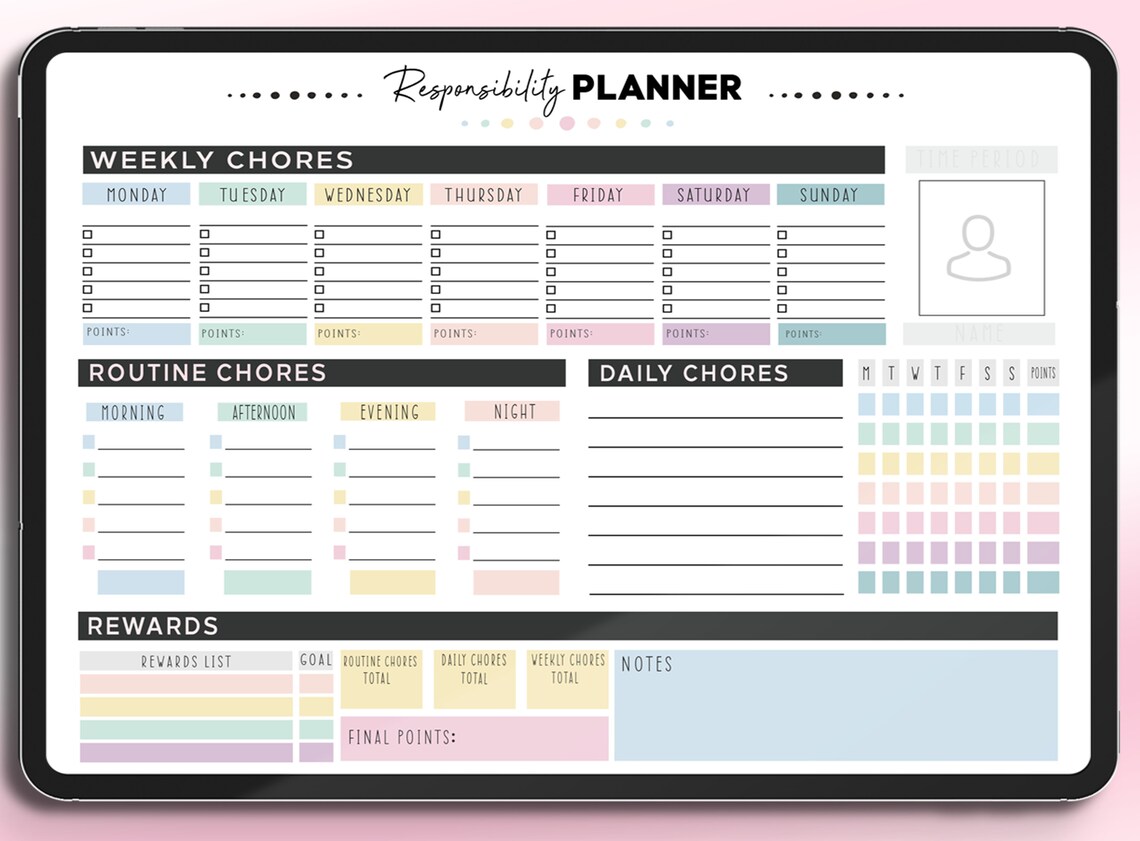 Kids Daily Responsibilities Chart, Printable Daily Routine, Chore Chart ...