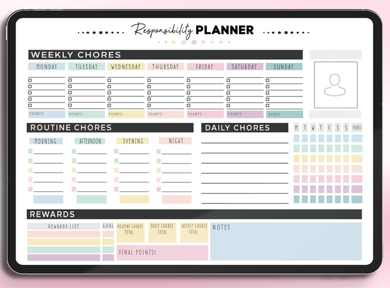 Kids Daily Responsibilities Chart, Printable Daily Routine, Chore Chart ...