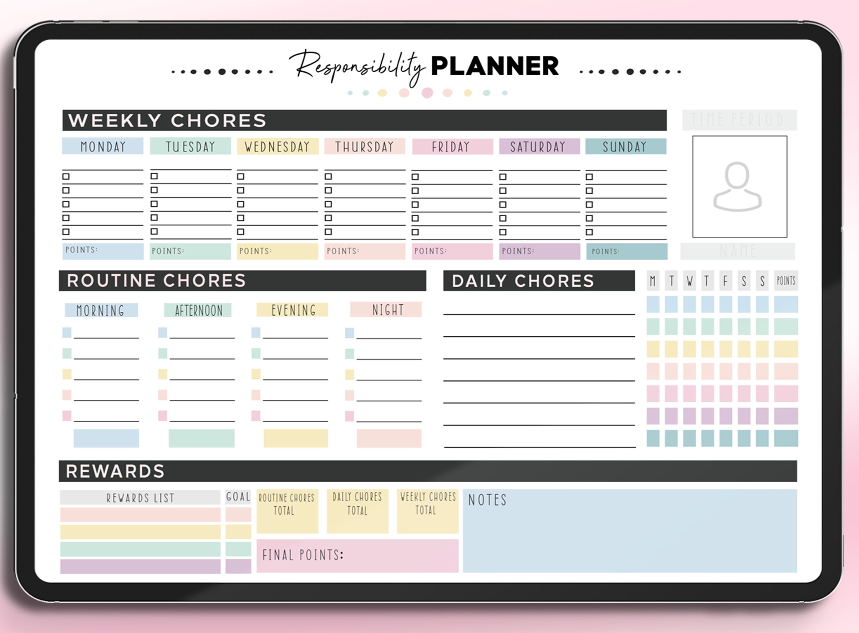 Kids Daily Responsibilities Chart, Printable Daily Routine, Chore Chart ...