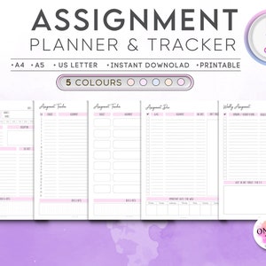 Assignment Tracker Editable & Printable PDF | Assignment Planner ...
