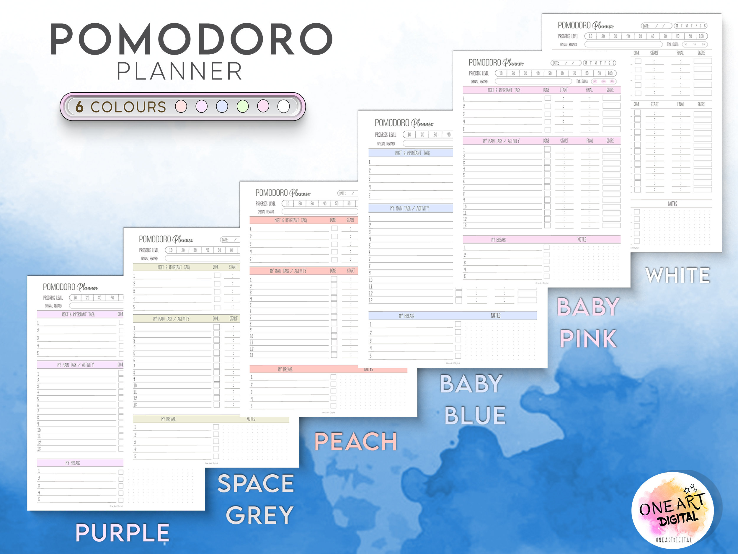 POMODORO Planner Printable 2023, Productivity Planner Pages, Student ...