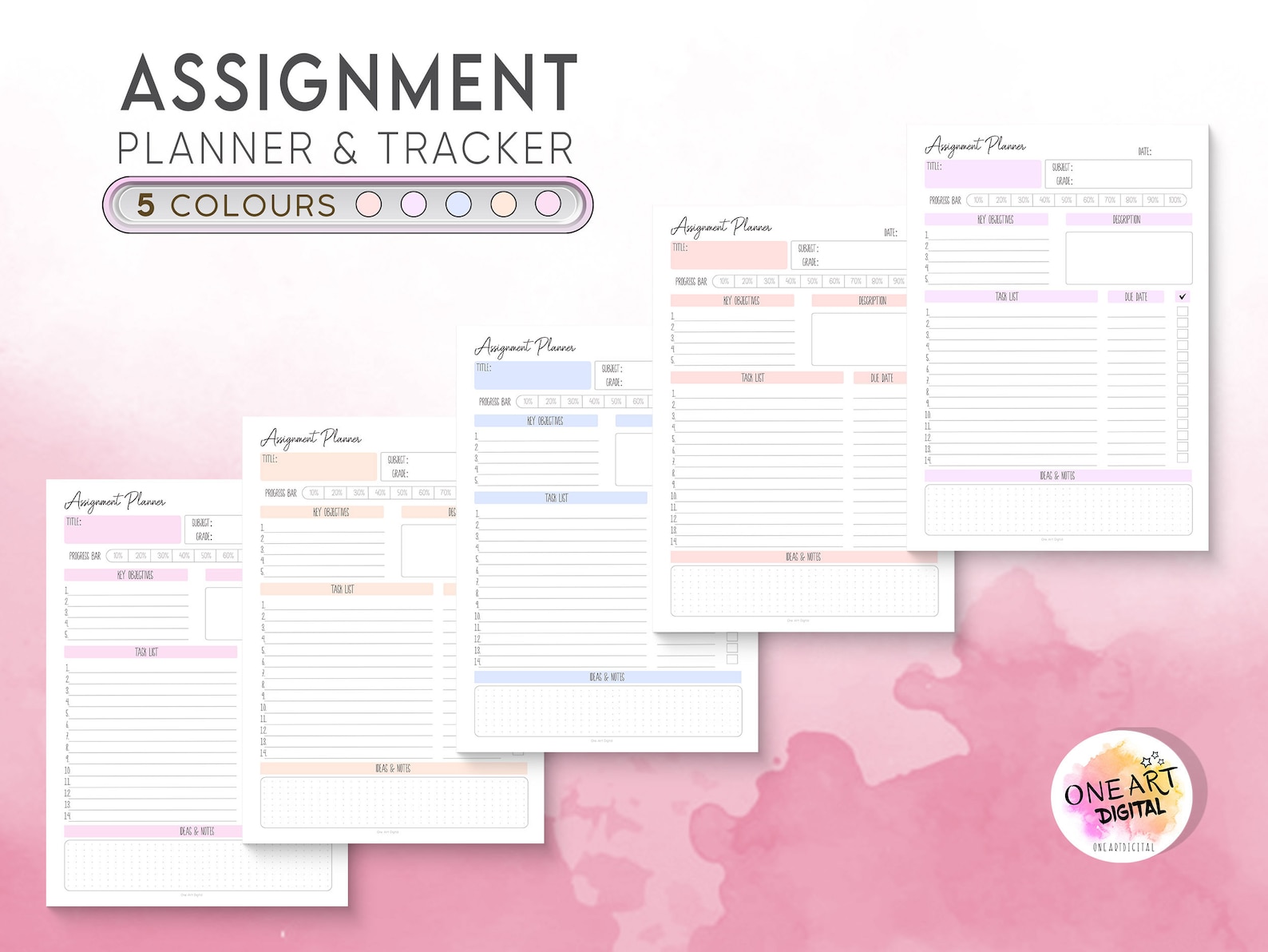Assignment Tracker Editable & Printable PDF | Assignment Planner ...