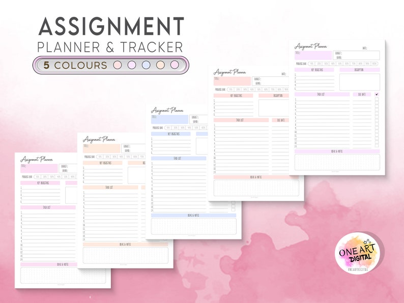 Assignment Tracker Editable & Printable PDF | Assignment Planner ...