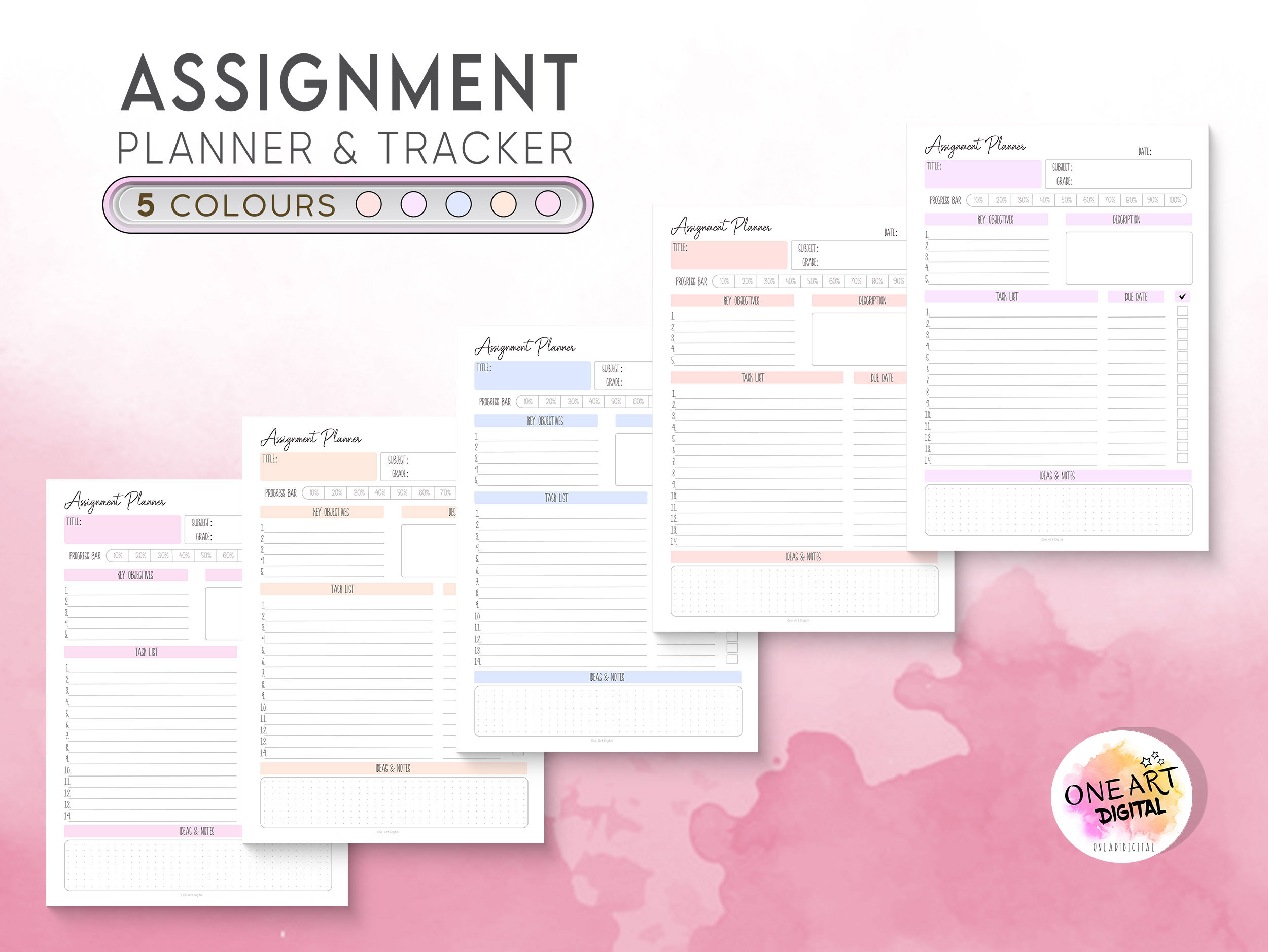 Assignment Tracker Editable & Printable PDF | Assignment Planner ...