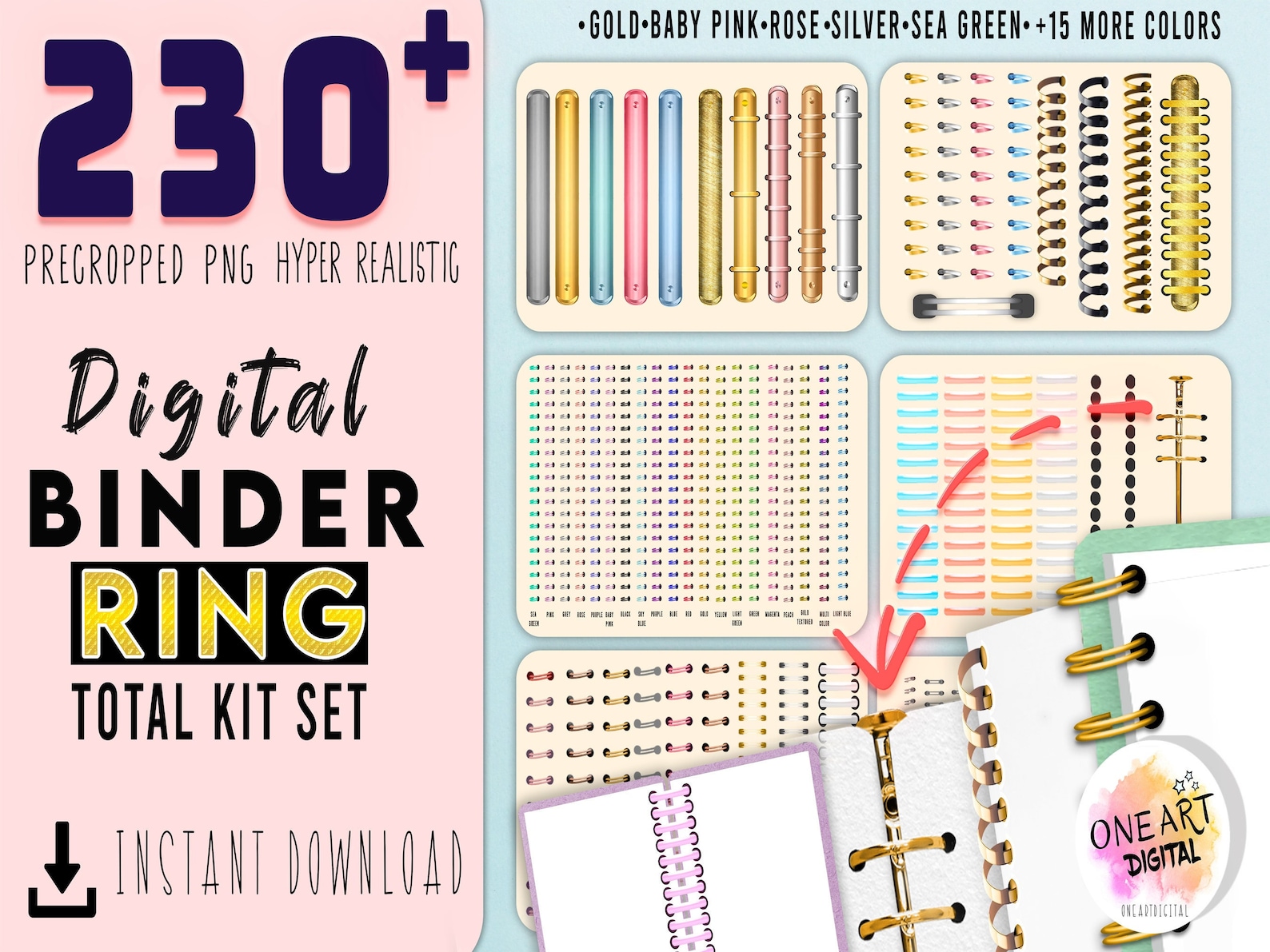 Realistic Digital Planner Rings , Digital Planner Toolkit Goodnotes ...