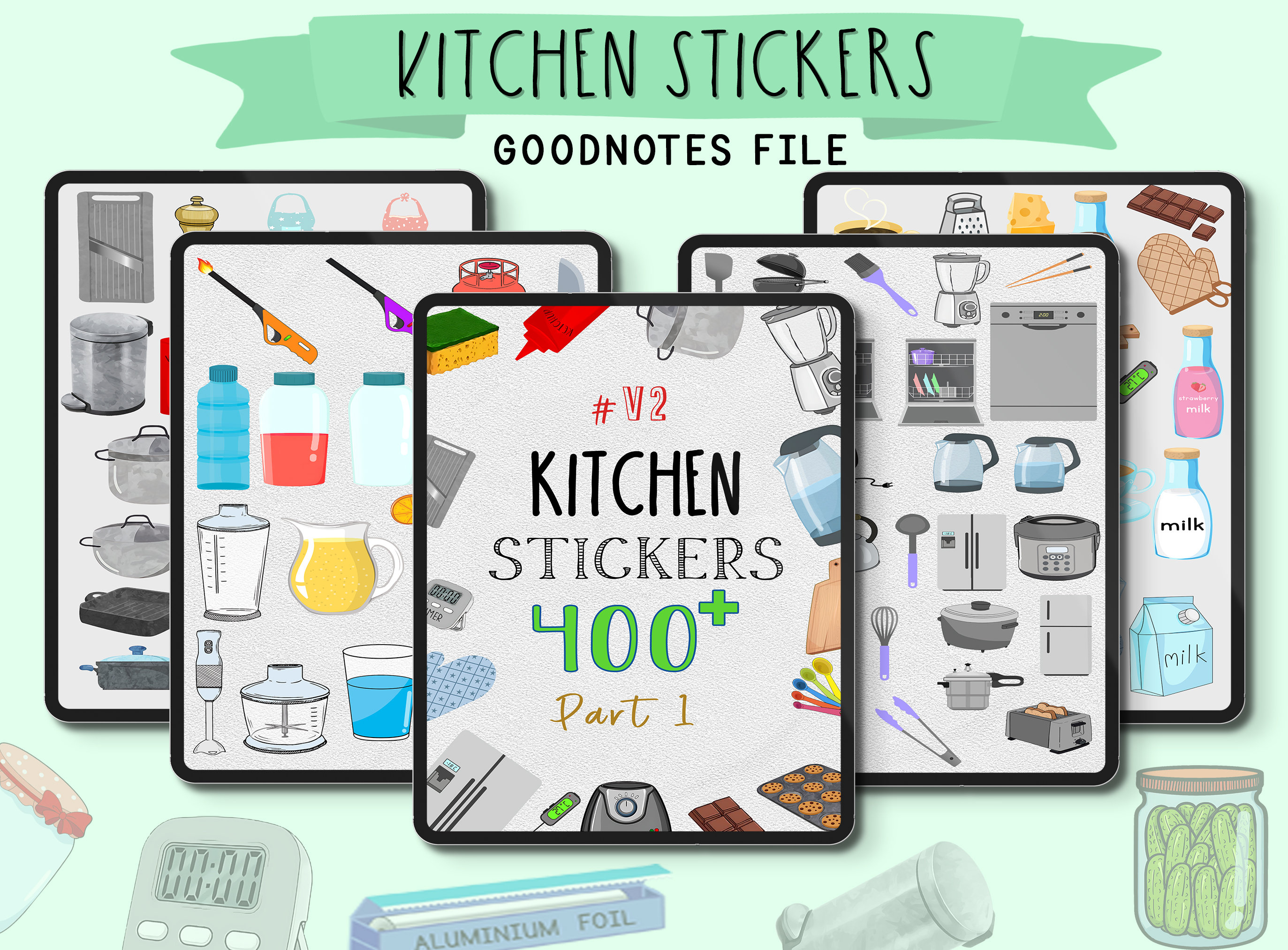 Ultimate Kitchen Meal Planning Stickers,kitchen Food Utensils Label ...