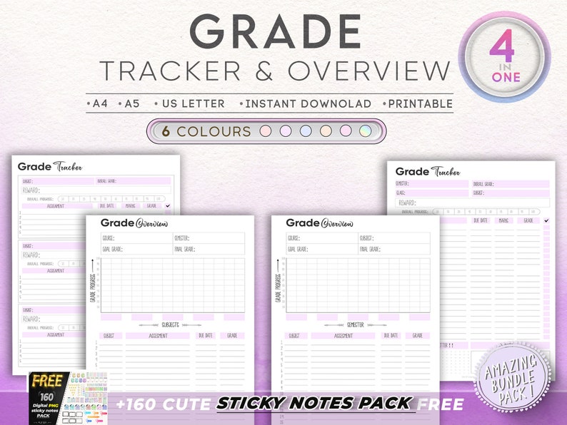 Minimalistic Grade Tracker Printable | Teacher Gradesheet Overview ...