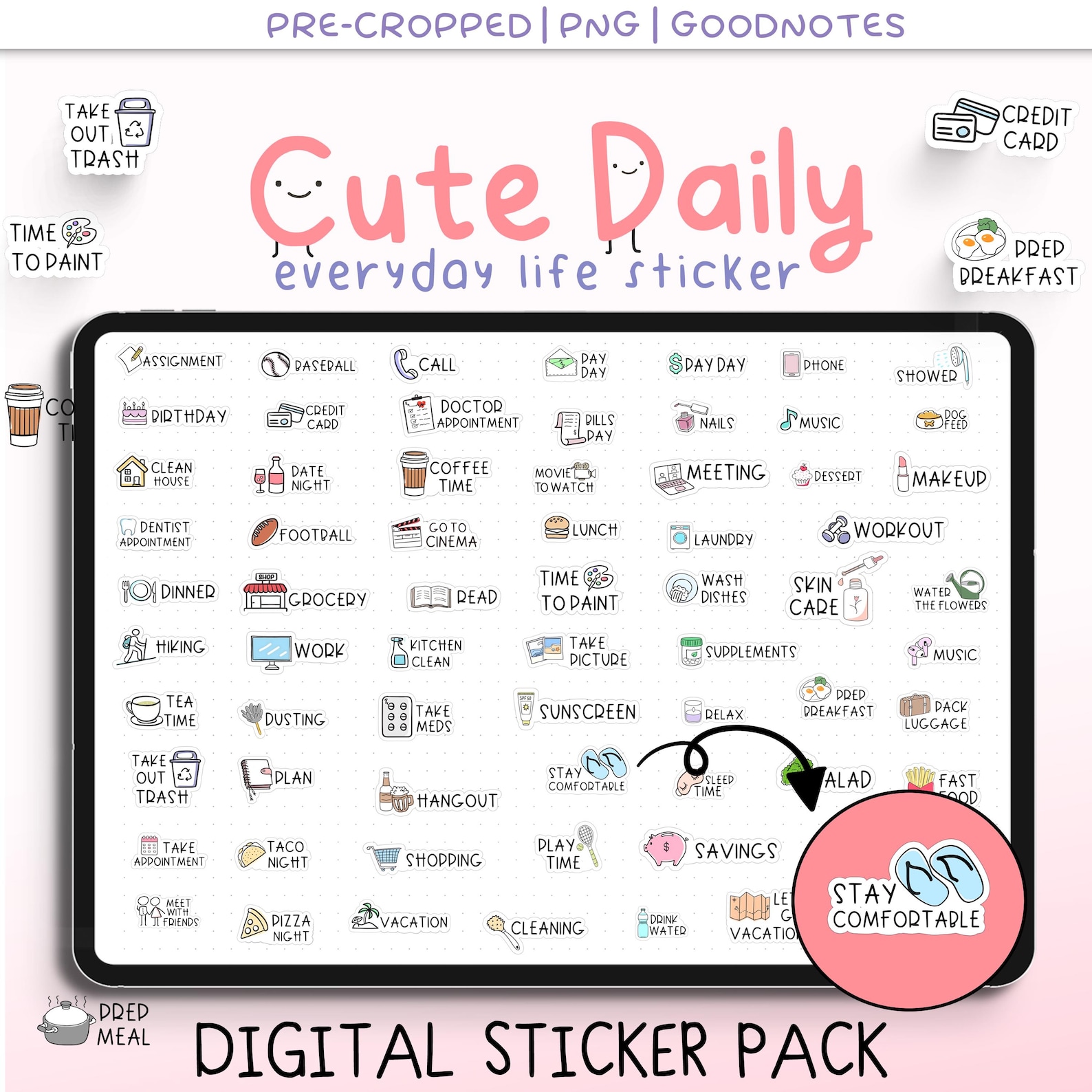 Everyday Cute Life Icon Digital Stickers for Goodnotes & Notability ...