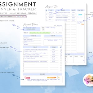 Assignment Tracker Editable & Printable PDF | Assignment Planner ...