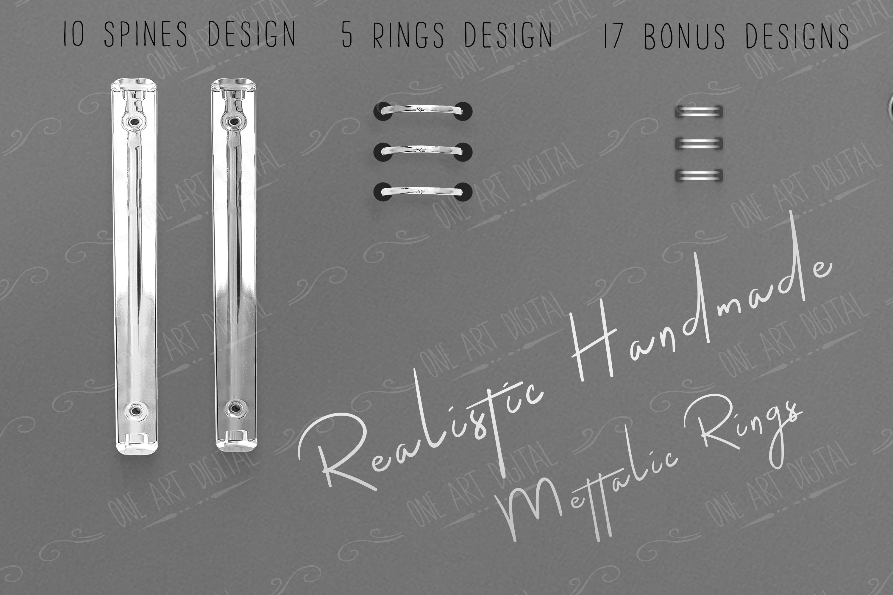 Realistic Digital Planner Silver Rings, Digital Planner Toolkit ...