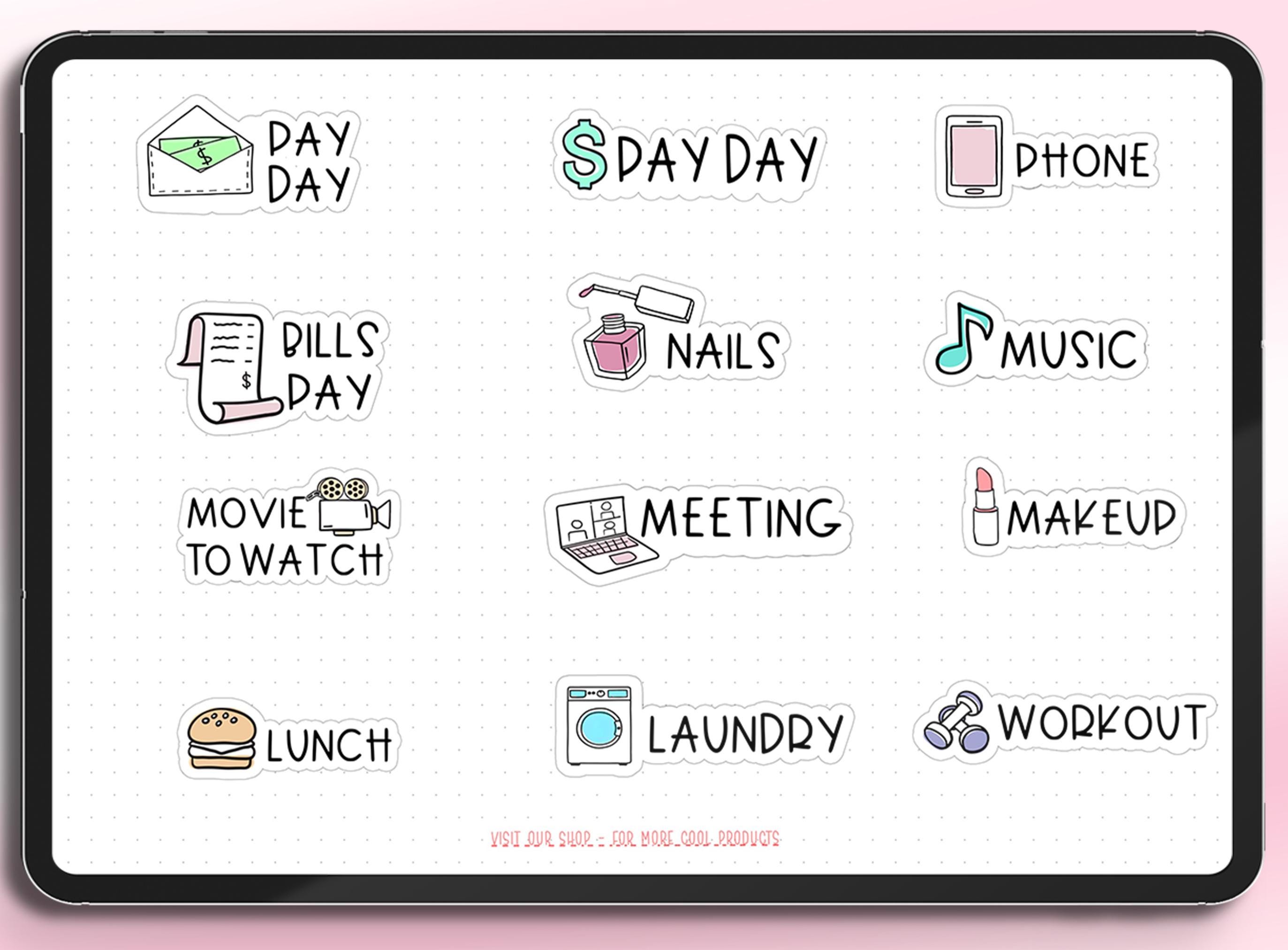 Everyday Cute Life Icon Digital Stickers for Goodnotes & Notability ...