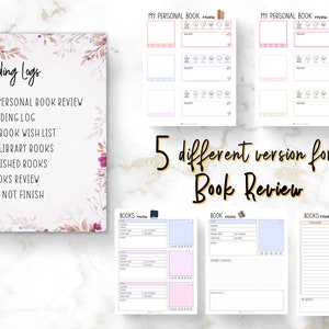 Reading Journal Printable Bundle , Book Reading Planner, Monthly ...