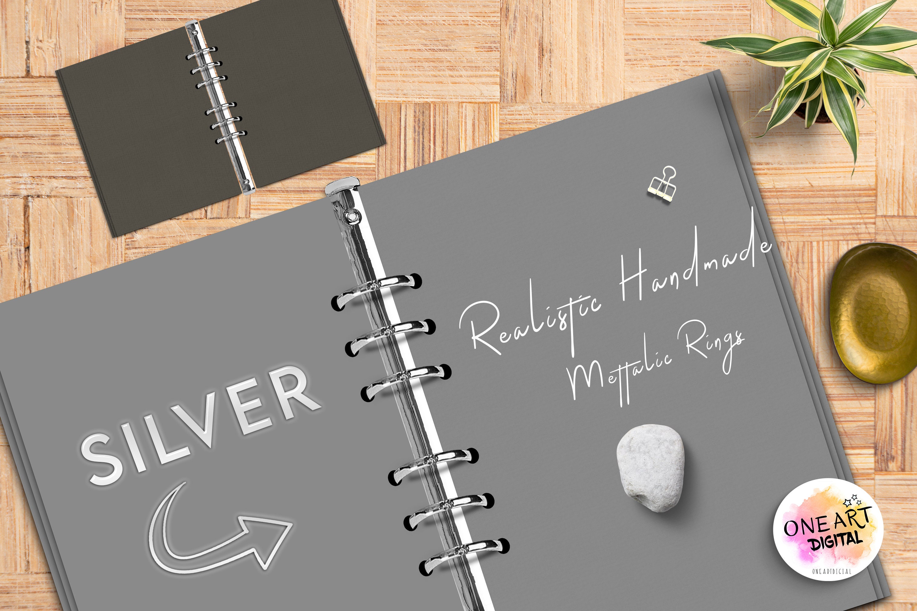 Realistic Digital Planner Silver Rings, Digital Planner Toolkit ...