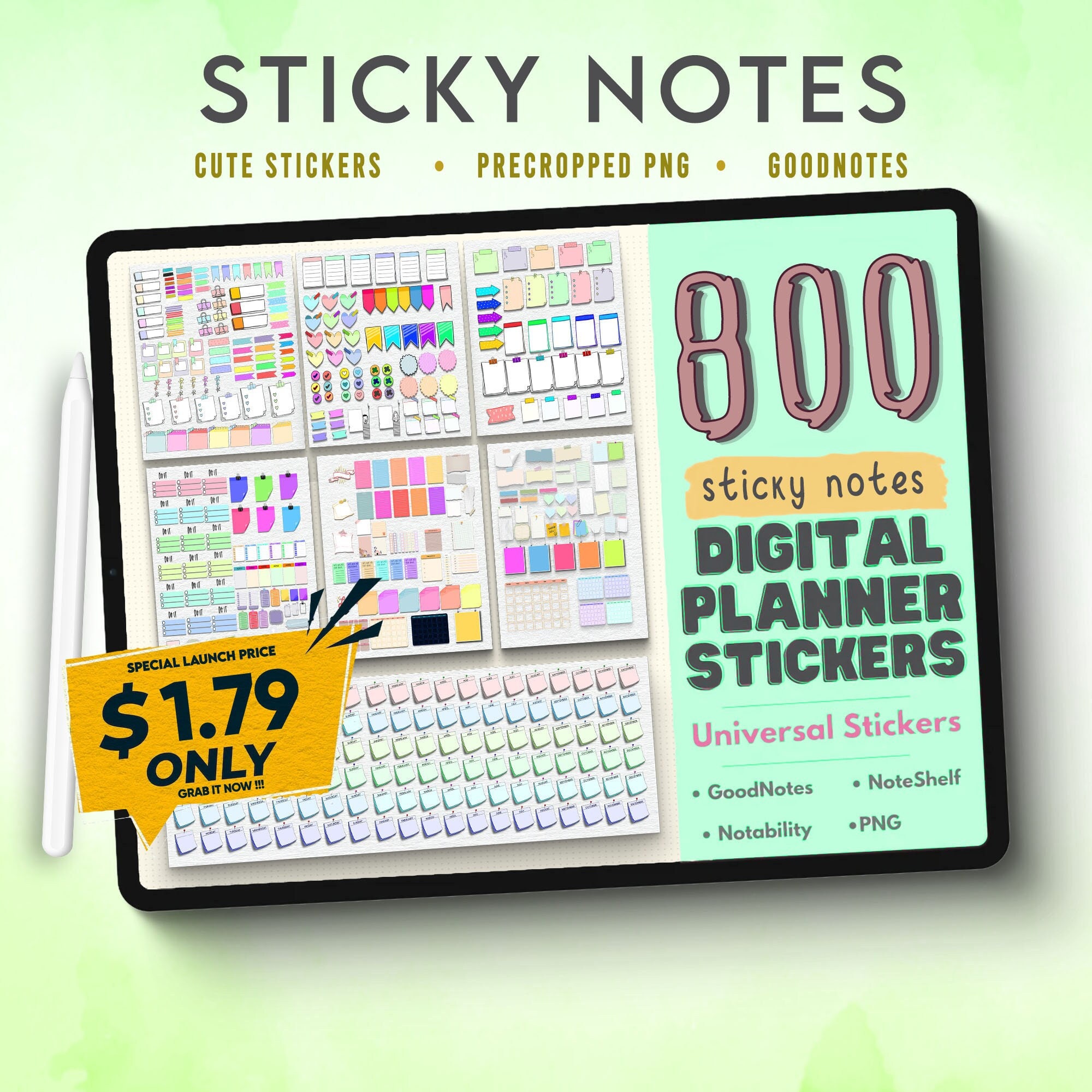 Goodnotes Sticky Notes Png, Digital Sticky Notes Set, Post It Note ...