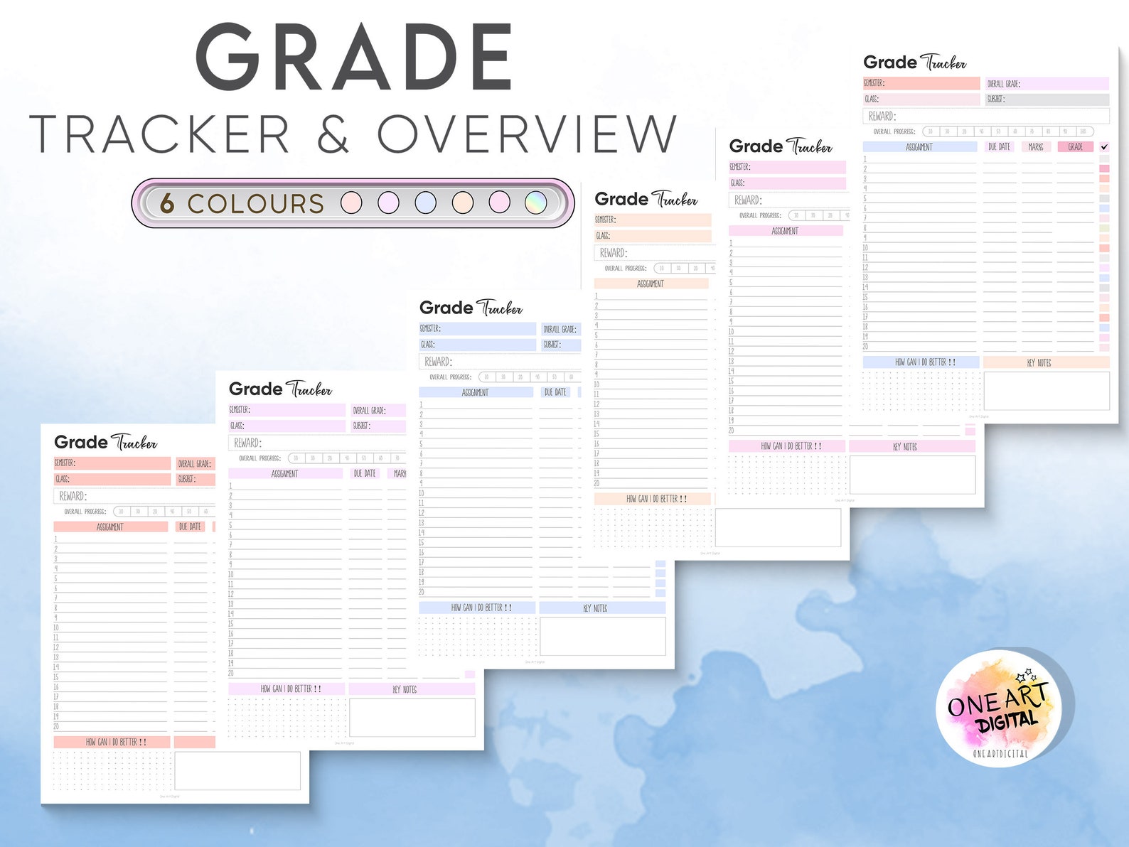 Minimalistic Grade Tracker Printable | Teacher Gradesheet Overview ...