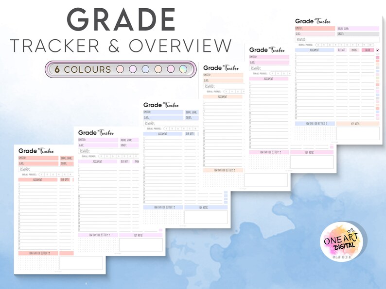 Minimalistic Grade Tracker Printable | Teacher Gradesheet Overview ...