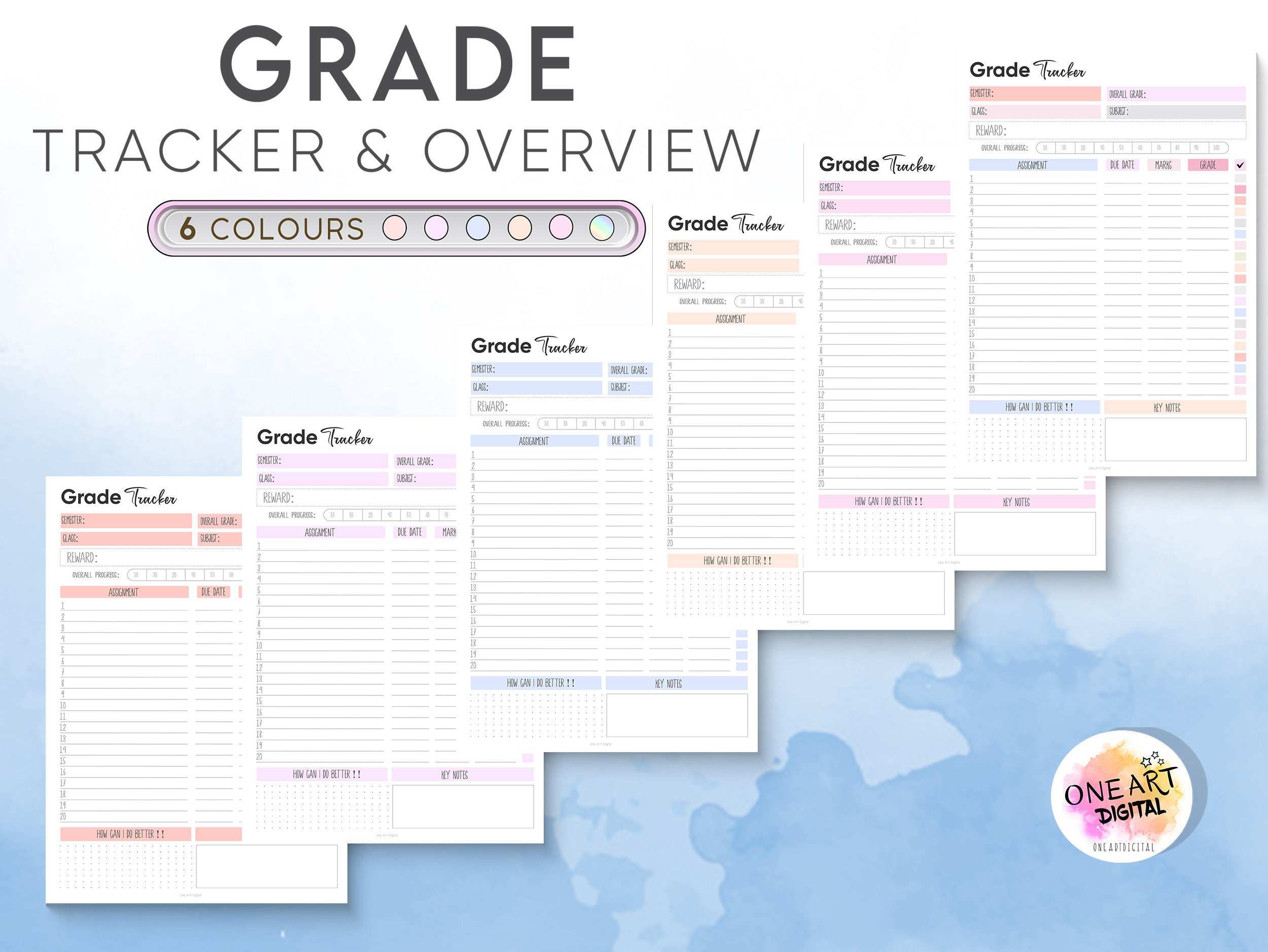 Minimalistic Grade Tracker Printable | Teacher Gradesheet Overview ...