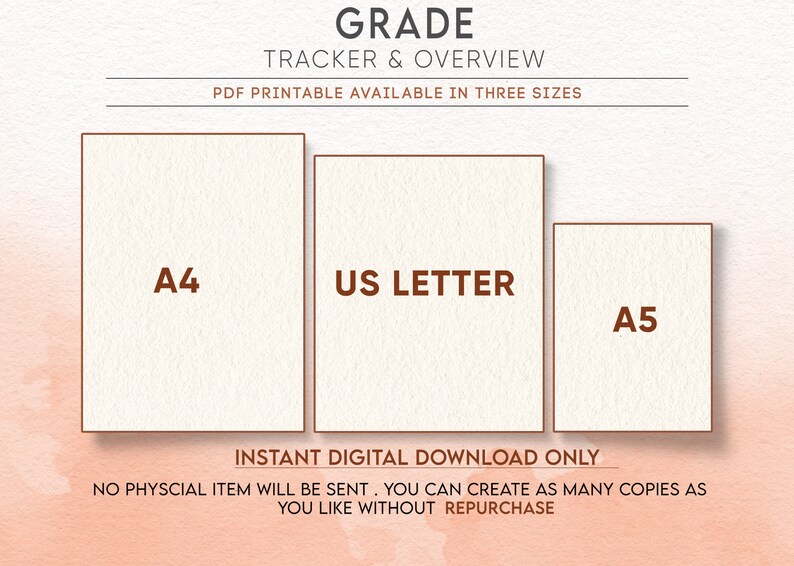 Minimalistic Grade Tracker Printable | Teacher Gradesheet Overview ...