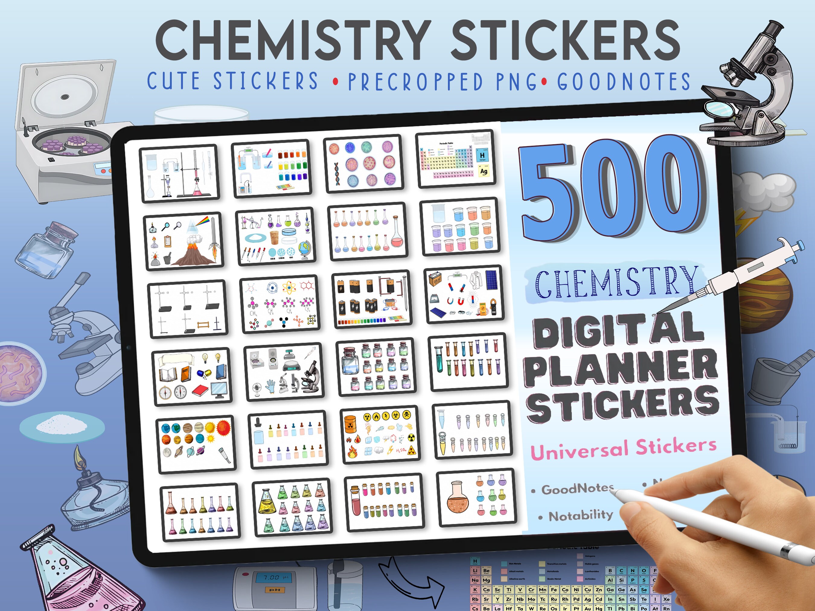 500+ Chemistry Stickers Bundle, Lab, Anatomy Organ, Digital Stickers ...