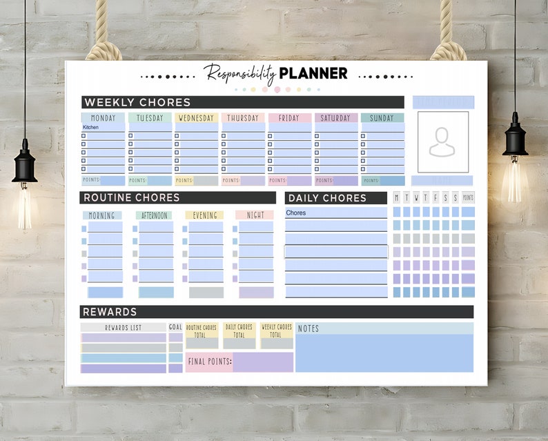 Kids Daily Responsibilities Chart, Printable Daily Routine, Chore Chart ...