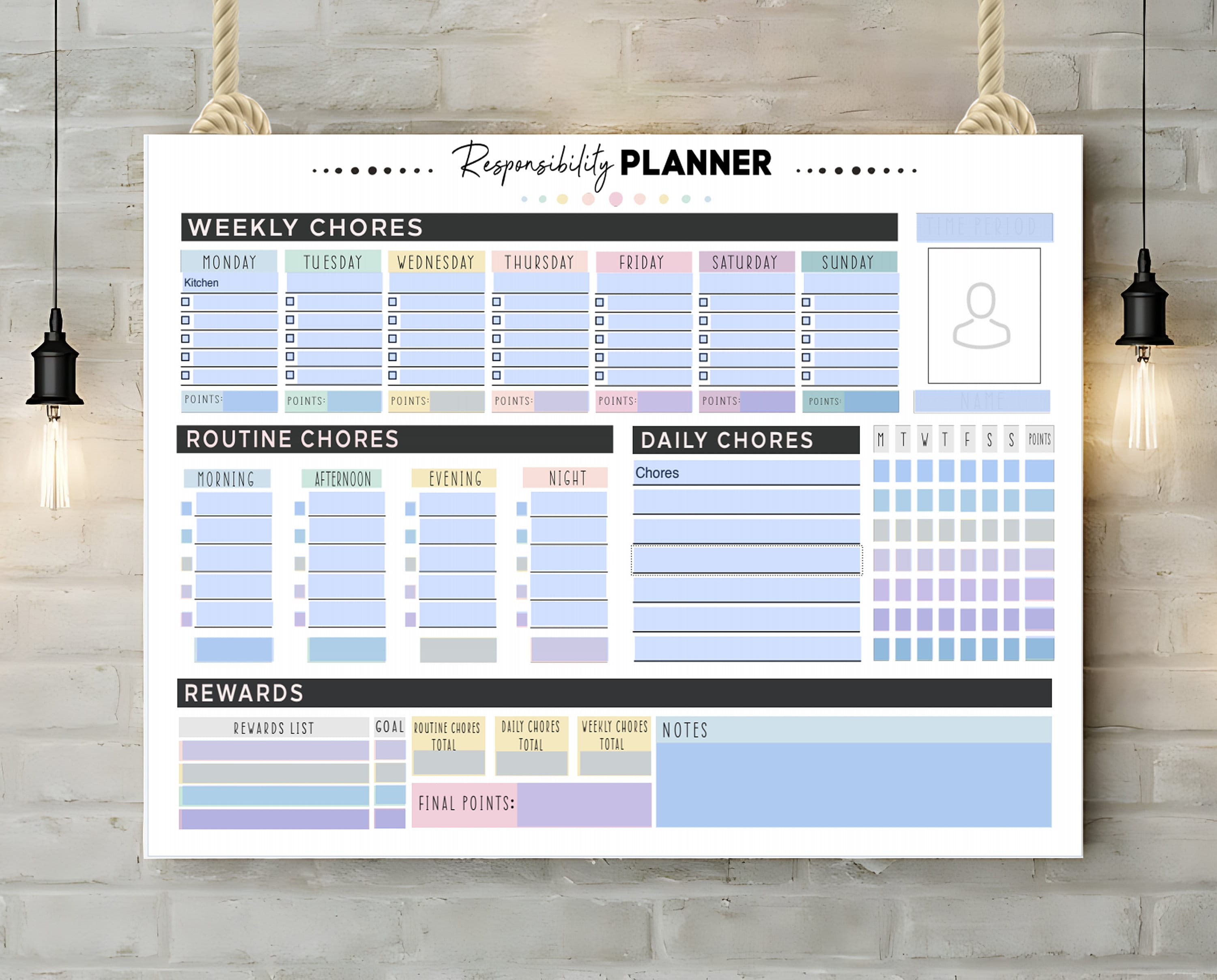 Kids Daily Responsibilities Chart, Printable Daily Routine, Chore Chart ...