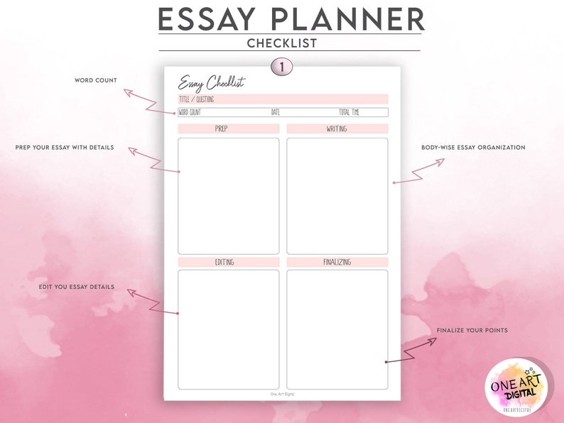 Simple Essay Planner Printable 8pg BUNDLE | 160 Free PNG Sticky Notes ...