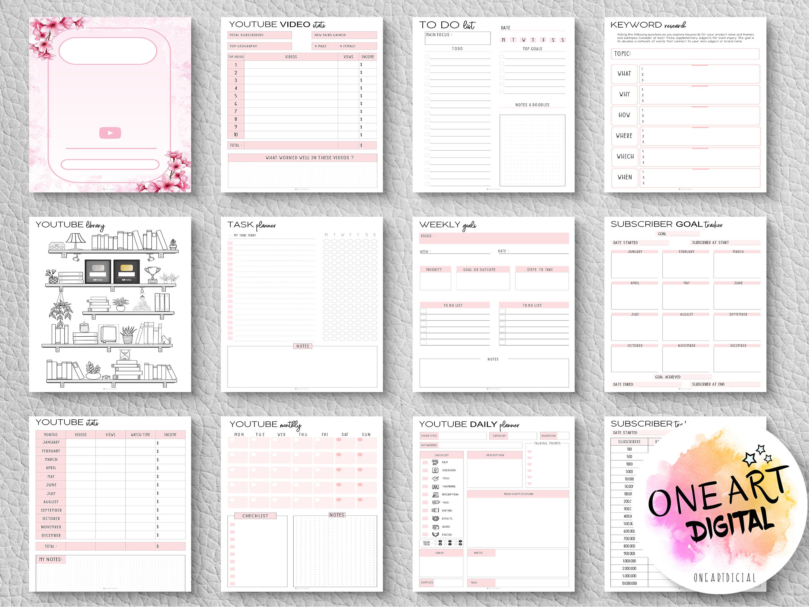 Ultimate Digital Youtube Planner Kit 45 Pg| Social Media Content ...