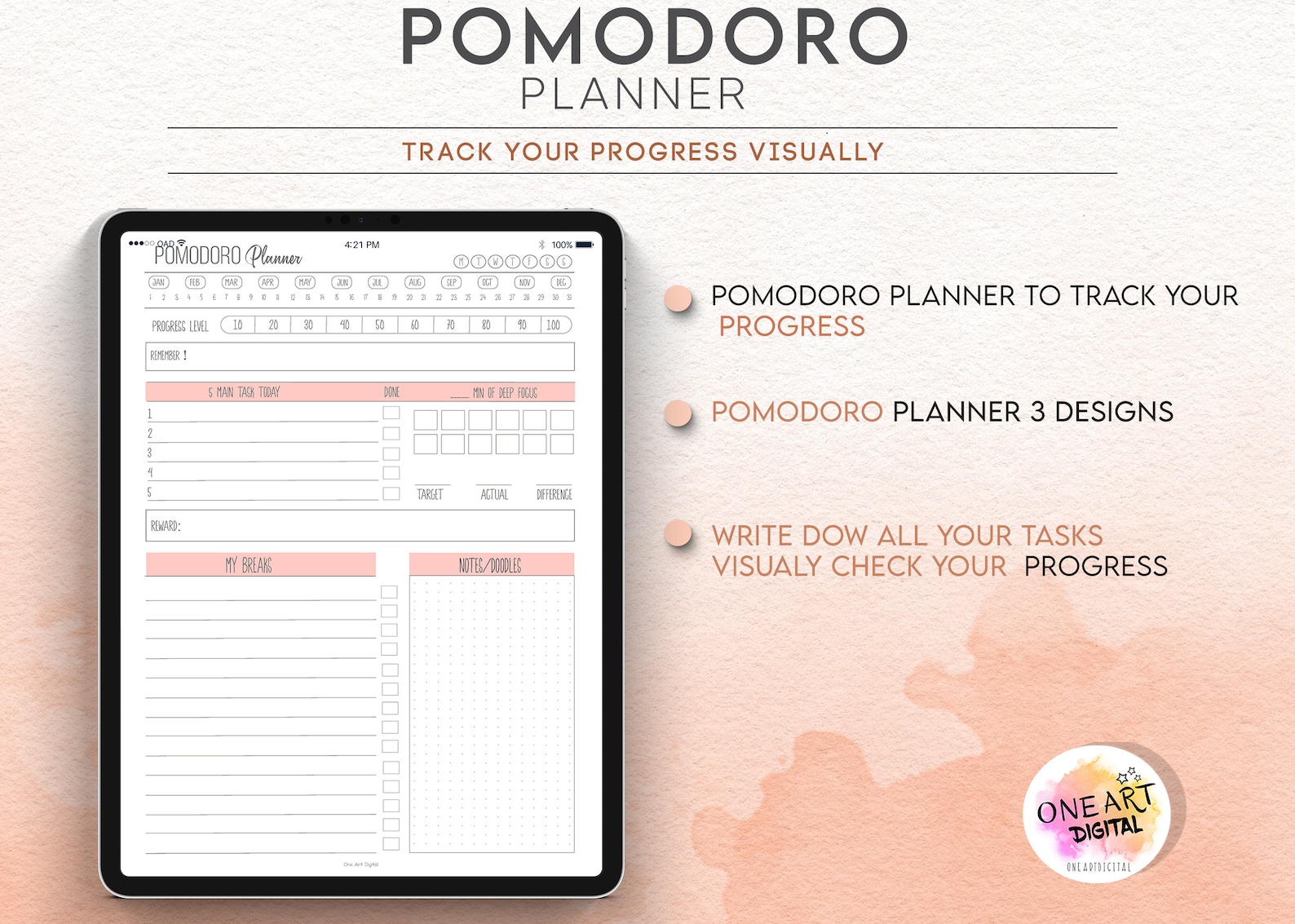POMODORO Planner Printable 2023, Productivity Planner Pages, Student ...