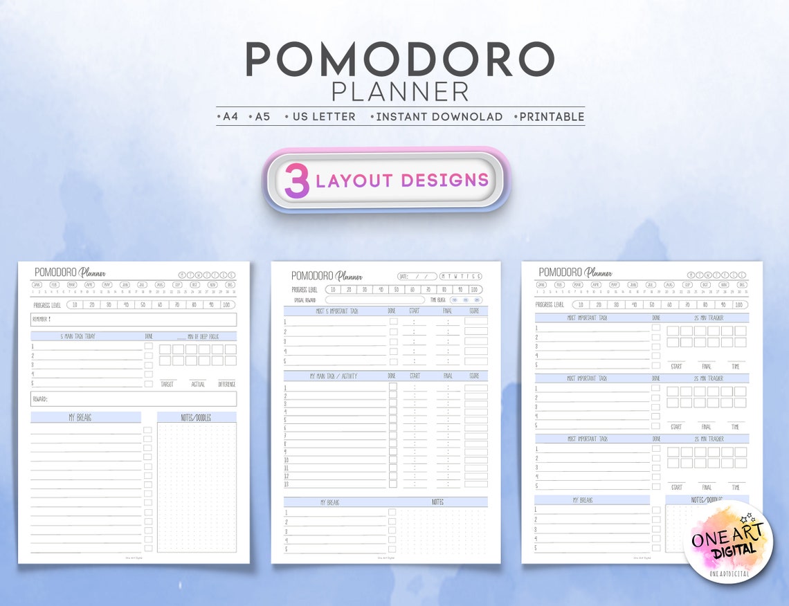 POMODORO Planner Printable 2023, Productivity Planner Pages, Student ...