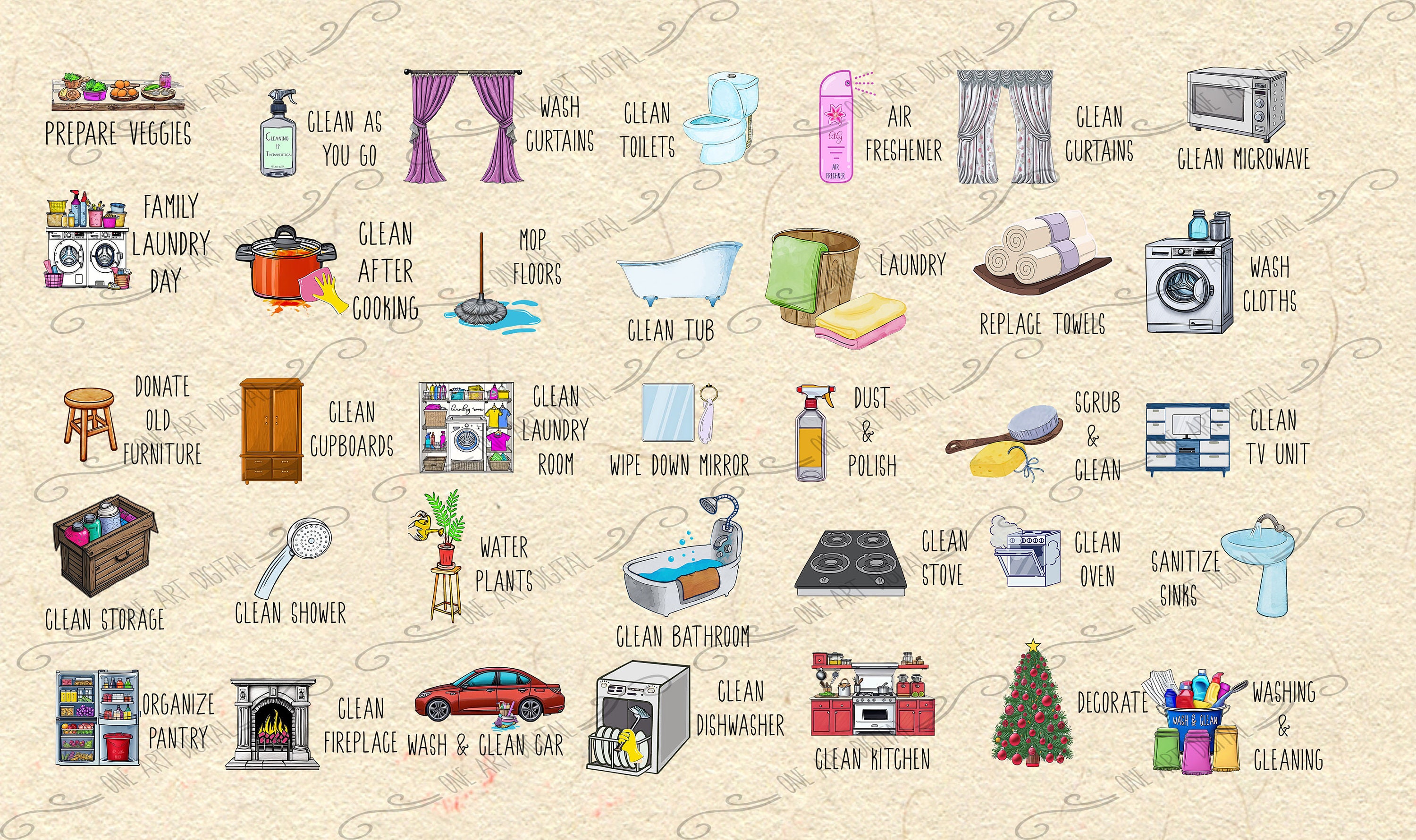 ADHD/ Neurodivergent Cleaning Checklists Stickers Weekly - Etsy