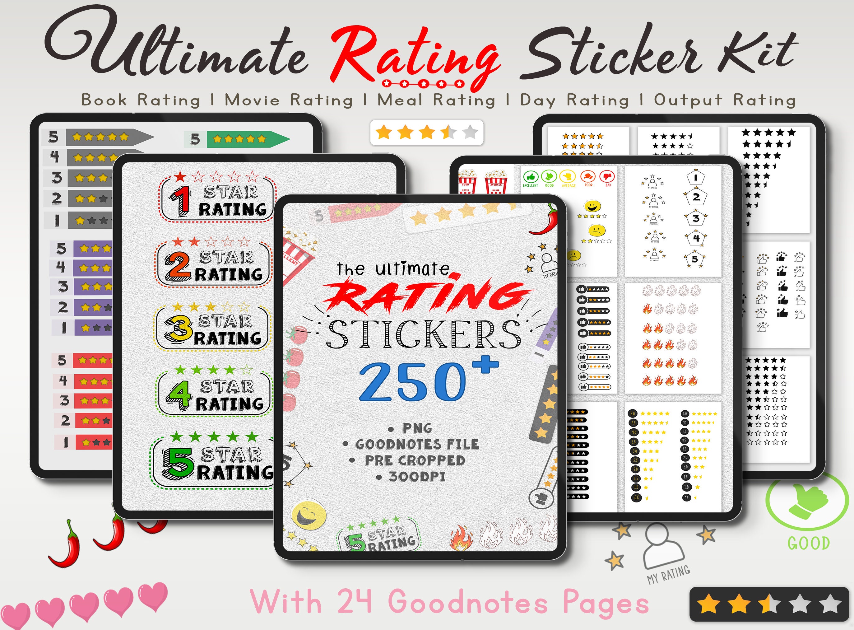Star Rating Sticker, Reward Rating Sticker, Book Rating ,spice Rating ...
