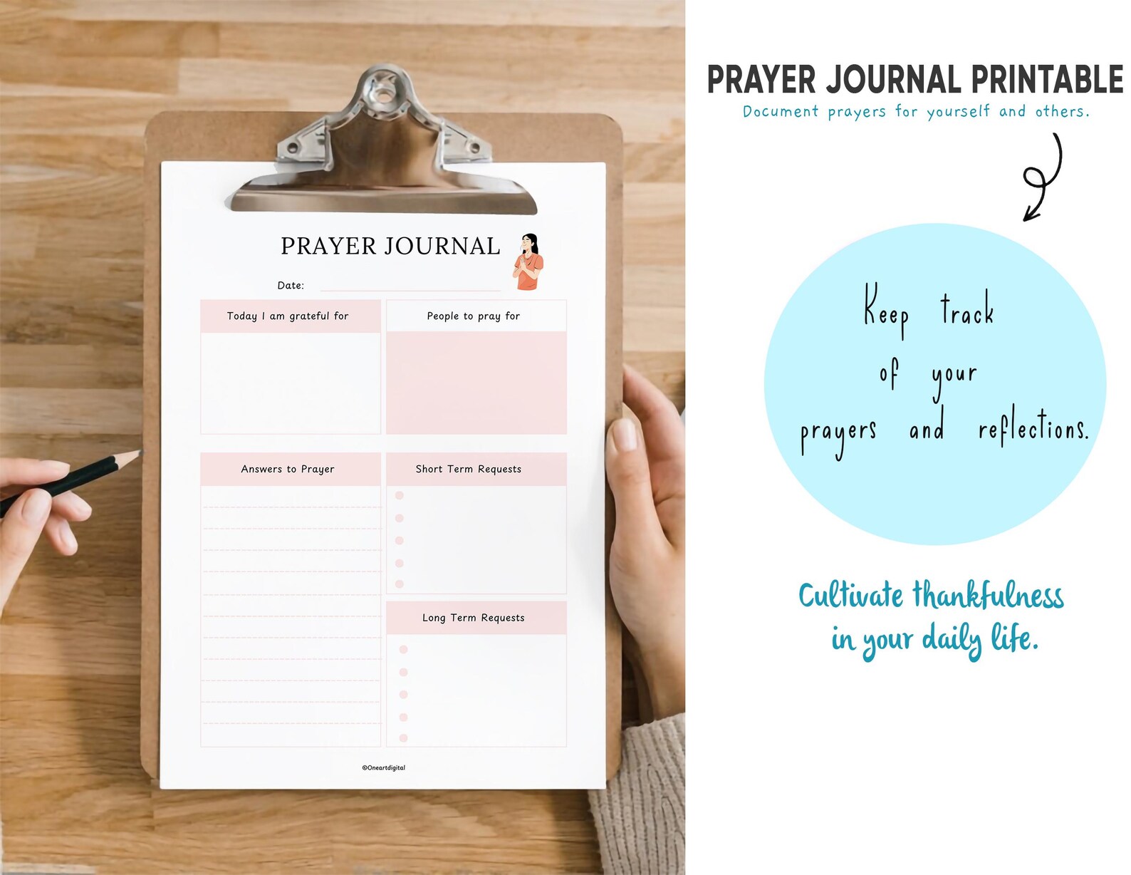 Prayer Journal Printable | Bible Study Guide | Gratitude Journal ...