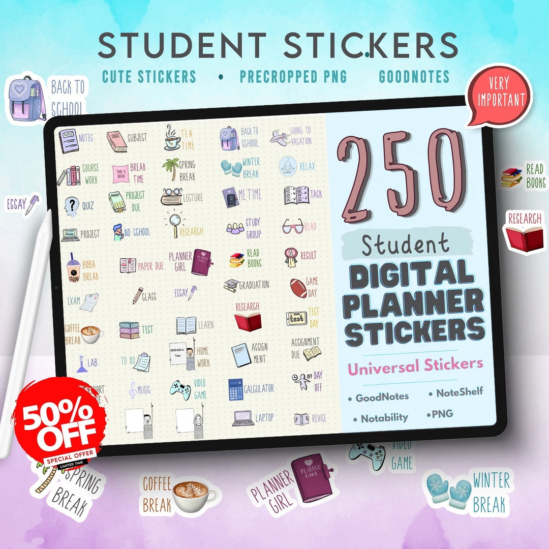 Digital Student Stickers, Digital Planning , Student Goodnotes Stickers ...