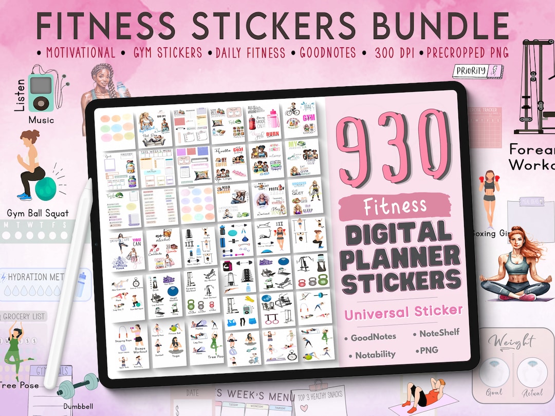 Ultimate Digital Health and Fitness Stickers , Digital Planner Stickers ...
