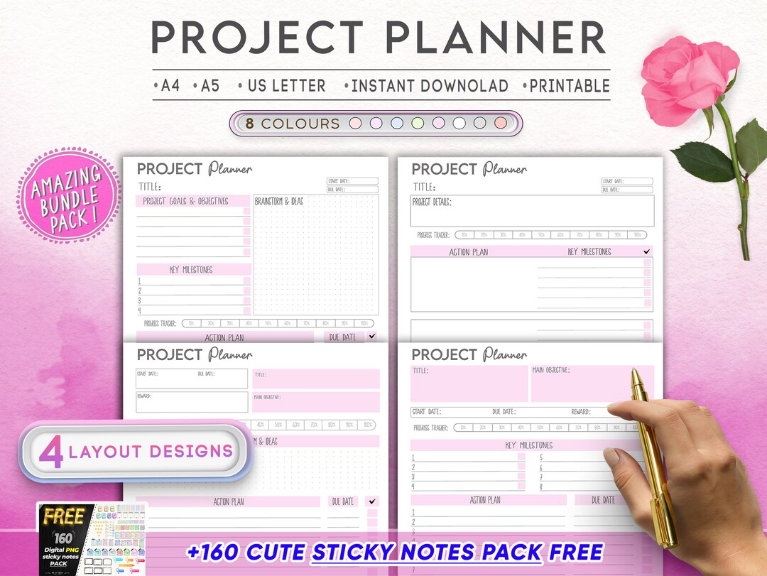Simple Project Planner PDF Printable | Productivity Planner, Task ...