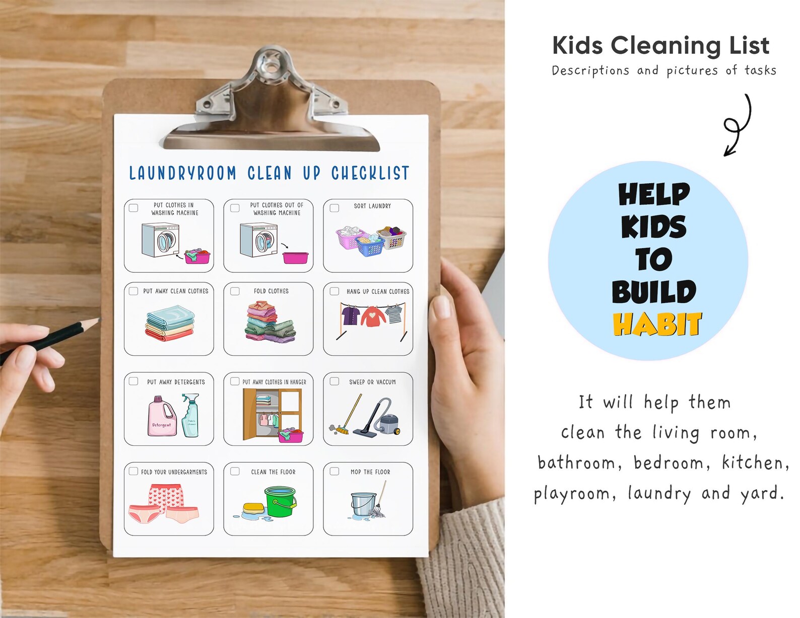 Kids Cleaning Checklist With Pictures, Kids Tidying Checklists, Kids ...