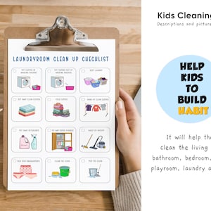 Kids Cleaning Checklist With Pictures, Kids Tidying Checklists, Kids ...